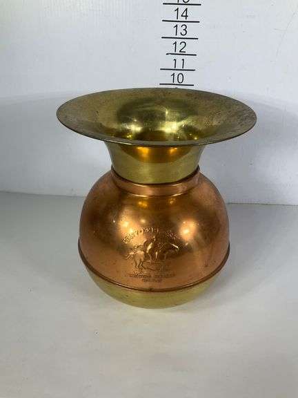 Copper and Brass Pony Express Spittoon with Embossed Logo - Hash Auctions