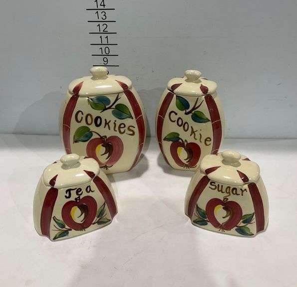 Purinton Slip Ware Canister Set with Apple Motif, Four Pieces - Hash ...