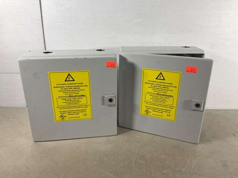 Set of 2 Gray Electrical Enclosure Boxes with Warning Labels - Hash ...