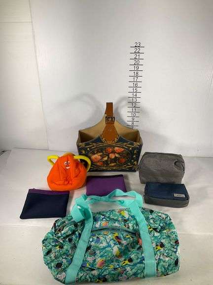 Assorted Bags and Pouches with Decorative Storage Basket - Hash Auctions