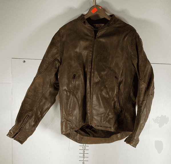 Icon 1000 retrograde leather motorcycle jacket size XL. - Hash Auctions