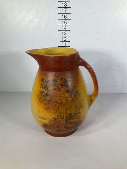 Hand-Painted Ceramic Pitcher with Landscape Design - Hash Auctions