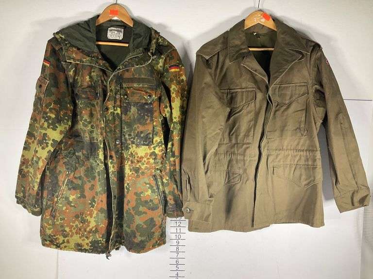 German Military Camouflage Parka and Olive Drab Jacket - Hash Auctions