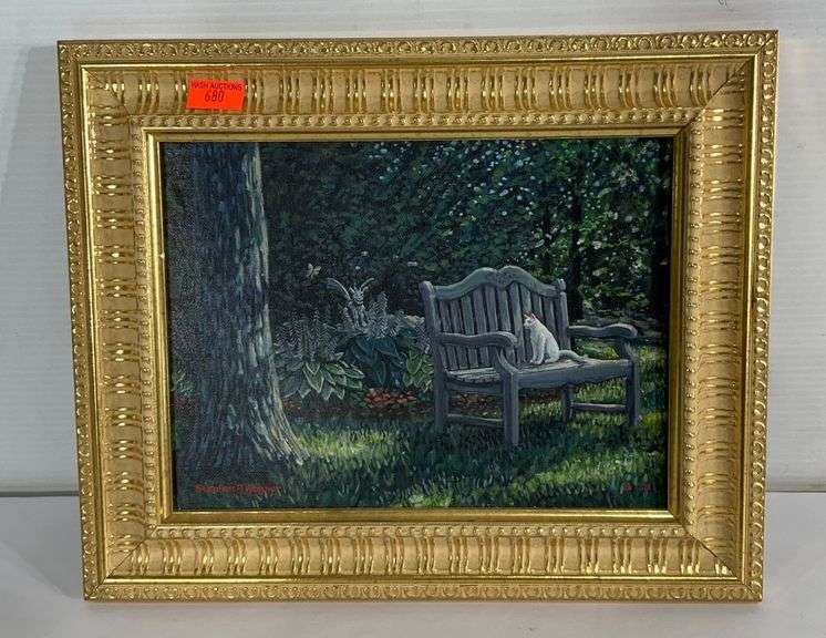Framed Oil Painting of Garden Scene by Stephen R. Wagner - Hash Auctions