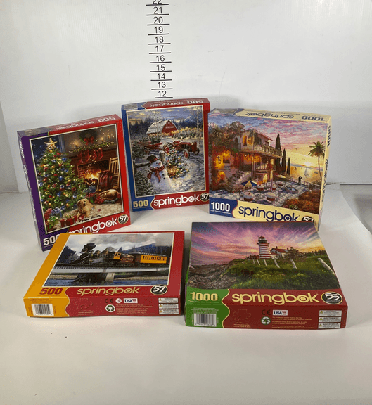 Springbok Jigsaw Puzzle Set - 5 Boxes, 500-1000 Pieces Each - Hash Auctions
