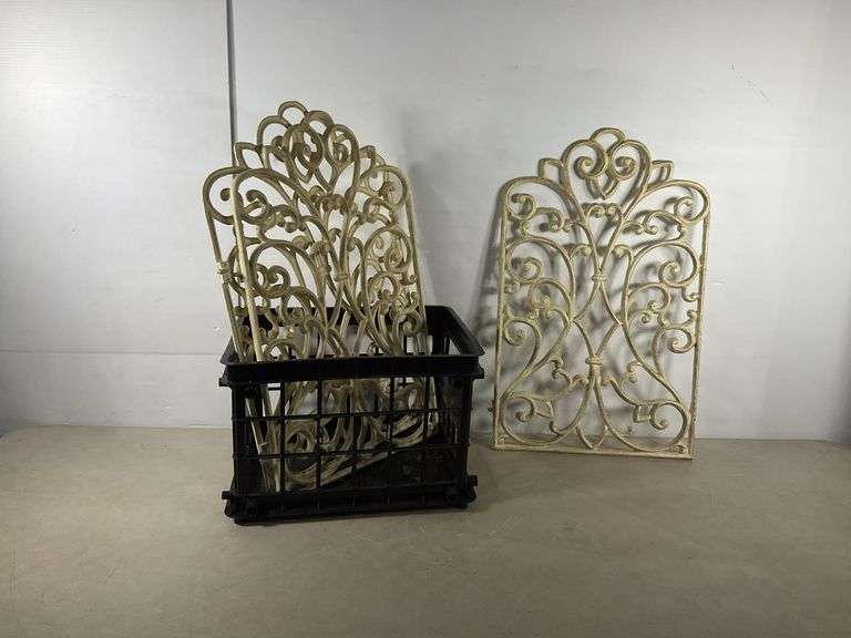 Poly file crate with 3-panel wrought iron fireplace screen, missing ...