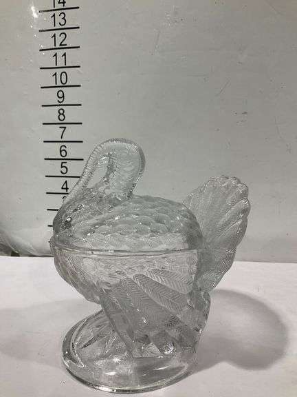 Pressed Glass Turkey-Shaped Covered Dish - Hash Auctions