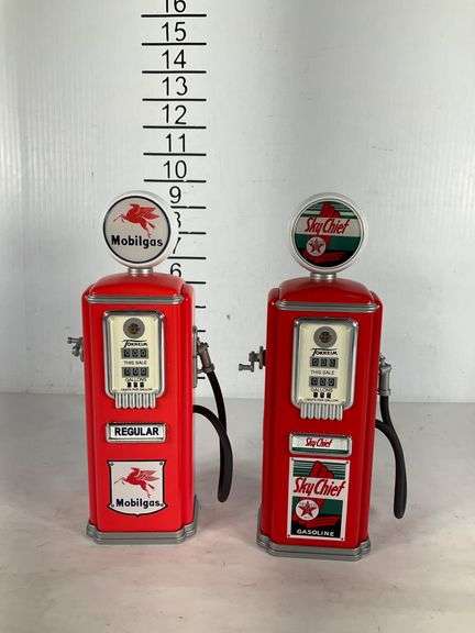 Pair of Mobilgas and Sky Chief Gas Pump Miniature Models - Hash Auctions