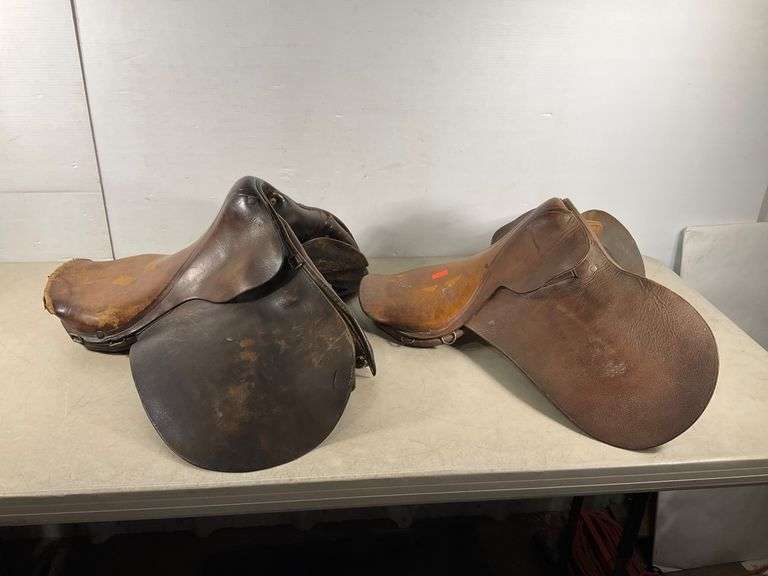 Pair of Vintage Leather Horse Saddles with Maker’s Marks - Hash Auctions