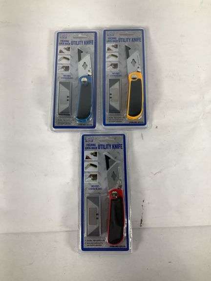 Three Camco Tools folding lock back utility knives. - Hash Auctions