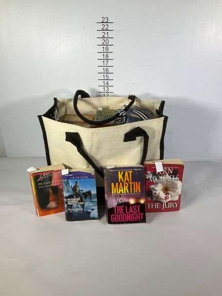 Canvas Tote Bag Containing Assorted Paperback Books - Hash Auctions