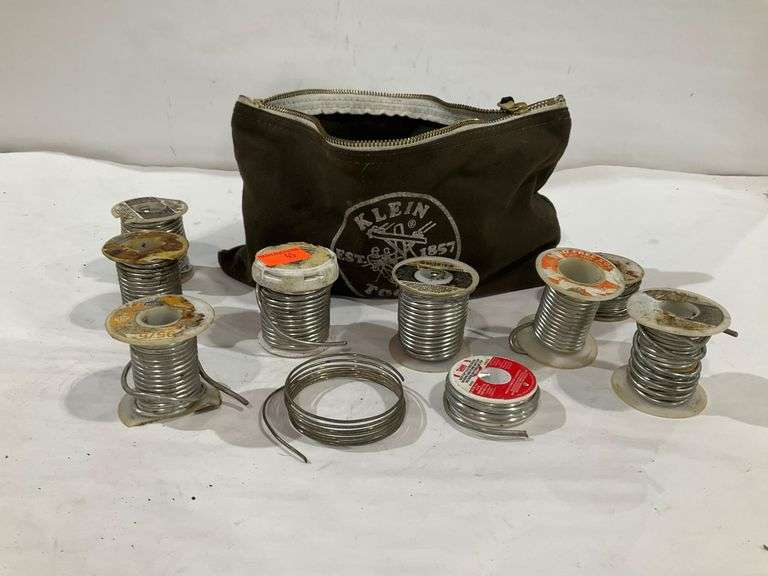 Collection of Solder Wire Spools with Klein Tools Pouch - Hash Auctions