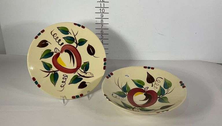 Purinton Slip Ware Hand-Painted Plate and Bowl Set - Hash Auctions