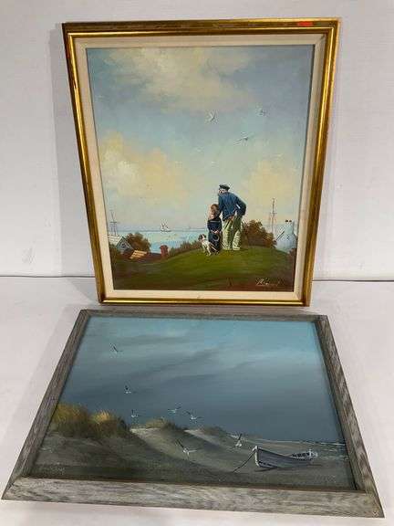 Two Framed Oil Paintings Depicting Coastal Scenes - Hash Auctions