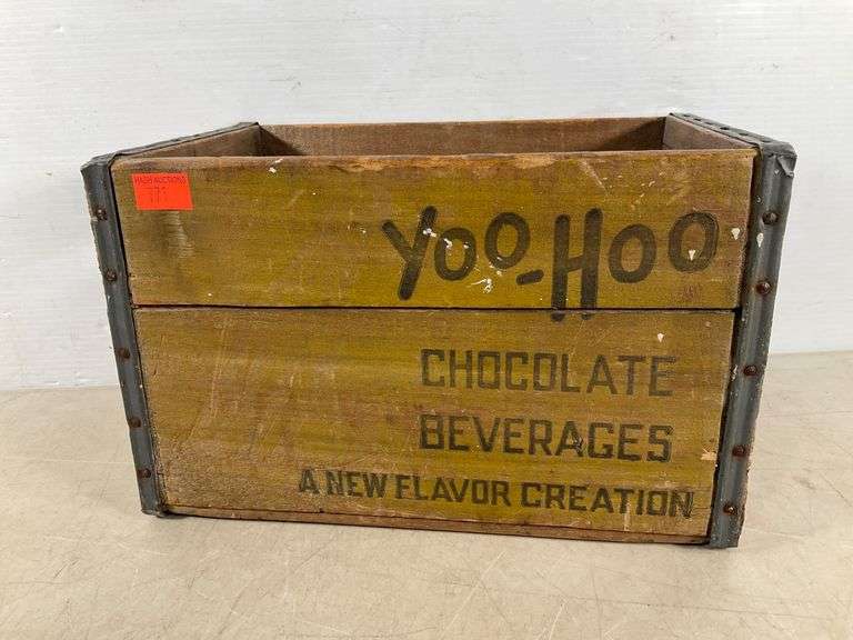 Wooden Yoo-Hoo Chocolate Beverage Crate with Metal Reinforcements ...