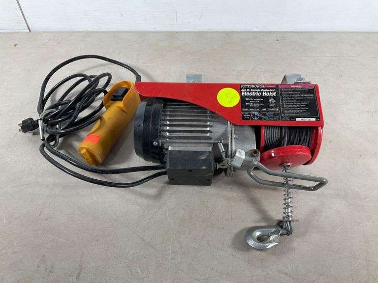 Pittsburgh 440 lb Remote Controlled Electric Hoist with Steel Hook ...