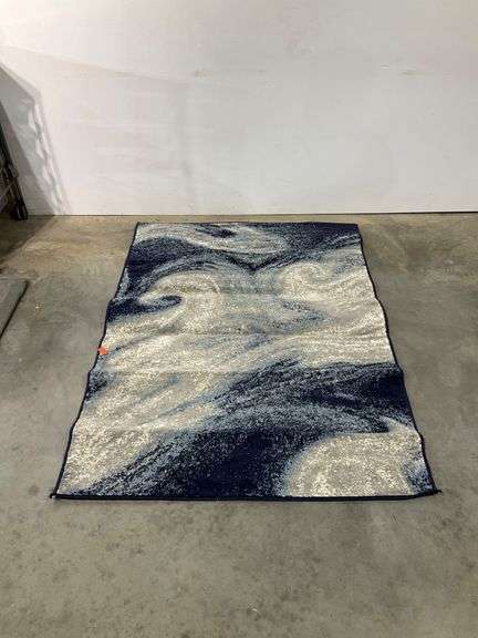 Charisma Area Rug, 3'8″ x 5'3″ with Abstract Wave Design - Hash Auctions