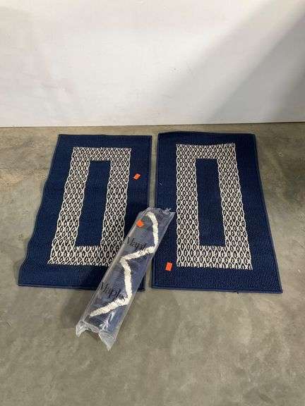 Set of Three Blue and White Rugs, Broyhill, Maples Rugs - Hash Auctions