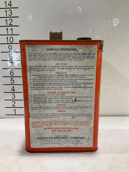 Vintage Gunk S-C Super Concentrate Degreaser Metal Can - Hash Auctions