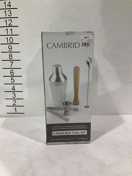 Cambridge 5-Piece Bar Tool Set with Frosted Glass Recipe Shaker - Hash ...