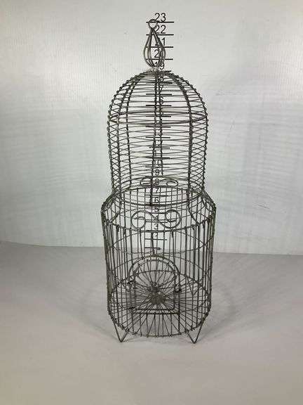 Wire Birdcage with Domed Top and Decorative Details - Hash Auctions