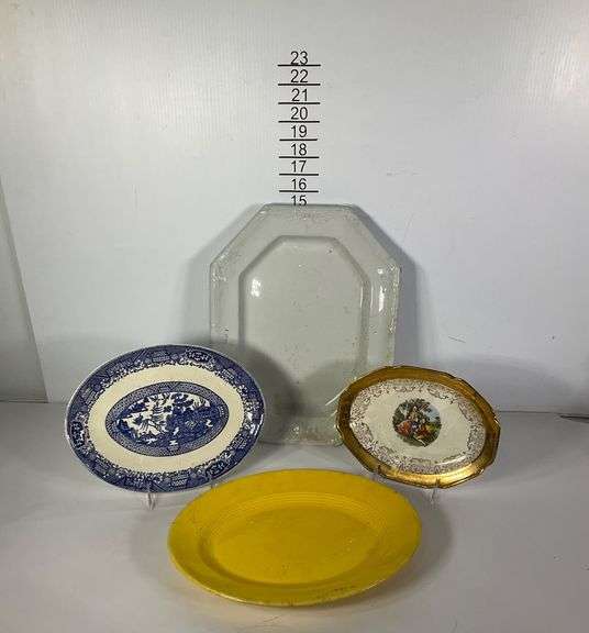 Mixed Lot of Ceramic Plates and Platters, Including Willow Pattern ...