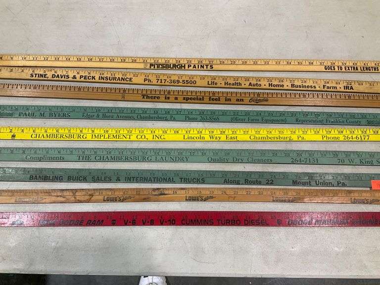 Collection of Vintage Advertising Yardsticks with Various Business ...
