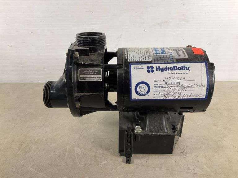 HydroBath Series 6000 Pump with A.O. Smith Electric Motor - Hash Auctions