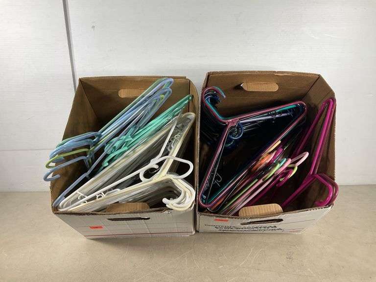 Assorted Plastic Clothing Hangers in Two Boxes - Hash Auctions