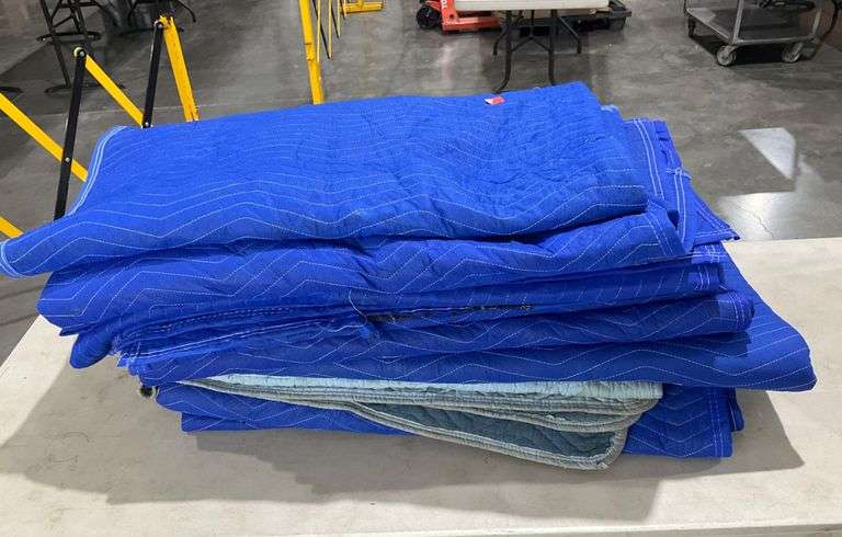 Set of Nine Quilted Blue Moving Blankets - Hash Auctions