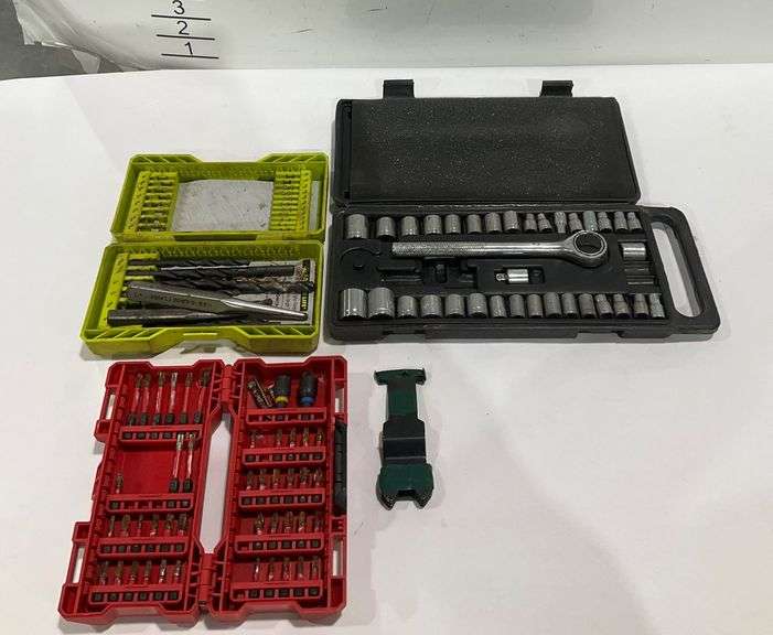 Assorted Tool Set Including Drill Bits, Socket Set, and Screwdriver Bits - Hash Auctions