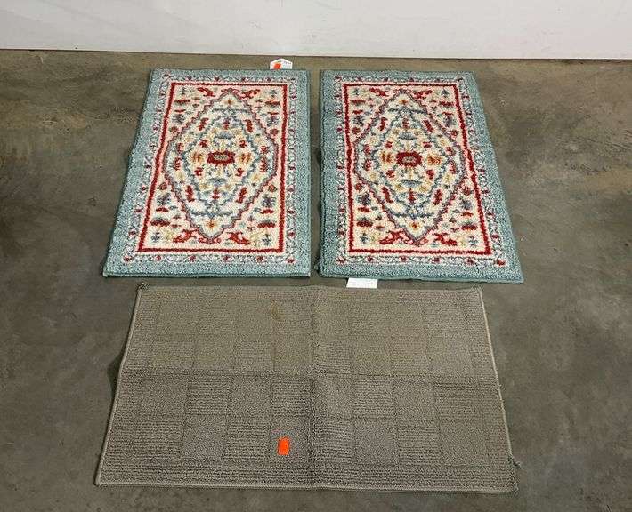 Set of Three Decorative Rubber Backed Rugs - Hash Auctions