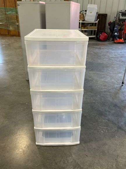 Iris 5-Drawer Plastic Storage Tower with Clear Drawers - Hash Auctions