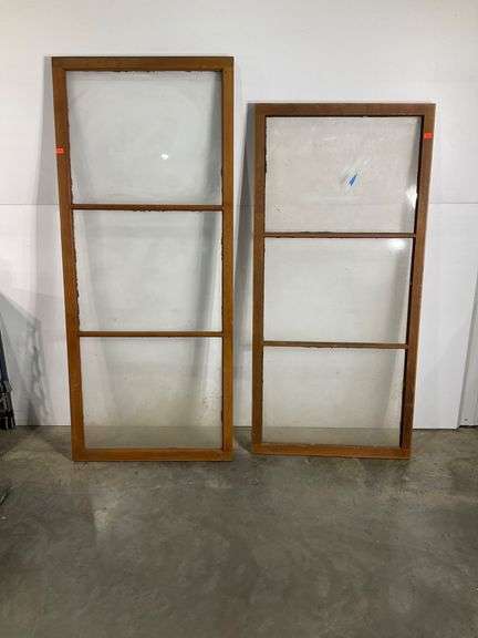 Set of Two Wooden Window Sashes with Glass Panes - Hash Auctions