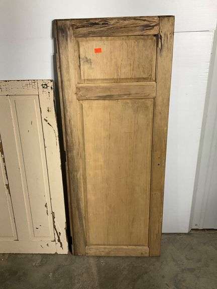 Three Wooden Salvage Doors, Painted and Natural Finish - Hash Auctions