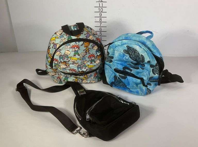Set of Three Backpacks, Including Rugrats, Turtle Print, and Madison ...