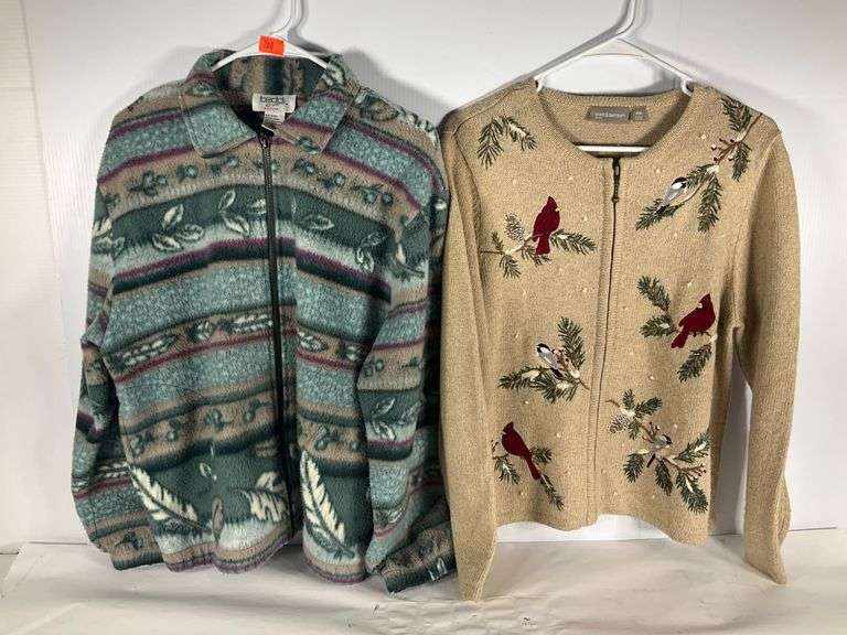 Croft & Barrow Cardinal Sweater and Teddi Full-Zip Leaf Design Sweater ...