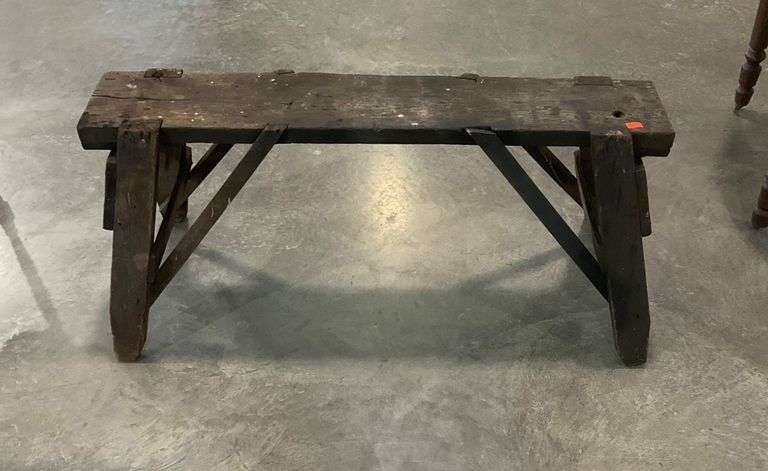 Rustic Wooden Sawhorse, 50”L - Hash Auctions