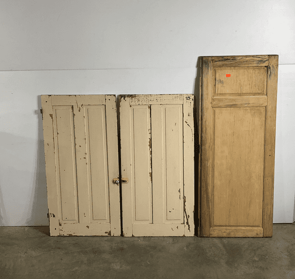 Three Wooden Salvage Doors, Painted and Natural Finish - Hash Auctions