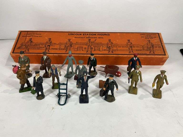 Vintage Lincoln station figures of practically unbreakable metal by J.L ...