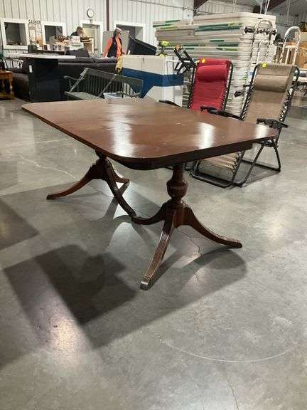 Dining room table, Duncan Phyfe pedestal legs, 62”L x 42”W - Hash Auctions