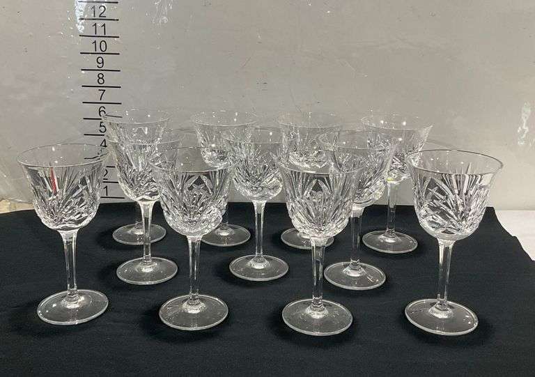 Set of 11 Gorham Crystal Stemmed Glasses with Etched Design - Hash Auctions