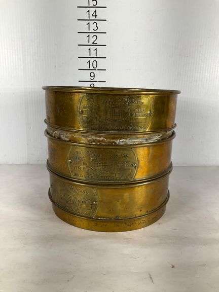 Set of Three Brass Tyler Standard Sieves with Mesh Inserts - Hash Auctions