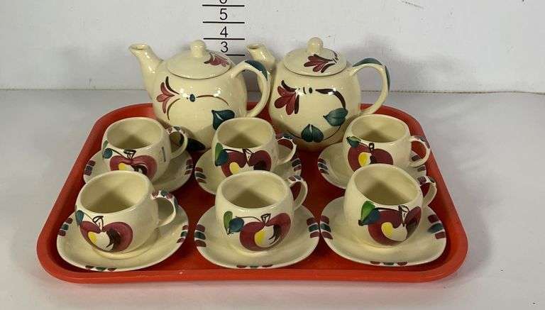Purinton Slip Ware Hand-Painted Tea Set - Hash Auctions