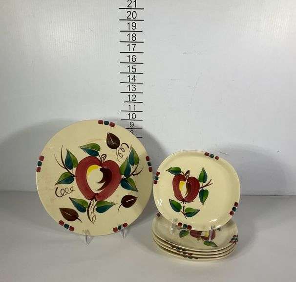 Lot of Hand-Painted Red Apple Plates by Purinton Slip Ware - Hash Auctions