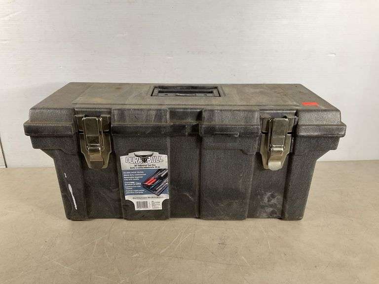 Durabull 26-Inch Industrial Tool Box with Metal Latches and Organizer ...