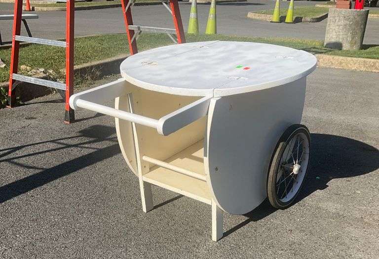 White And Yellow Drop-Leaf Cart With Two Wheels - Hash Auctions