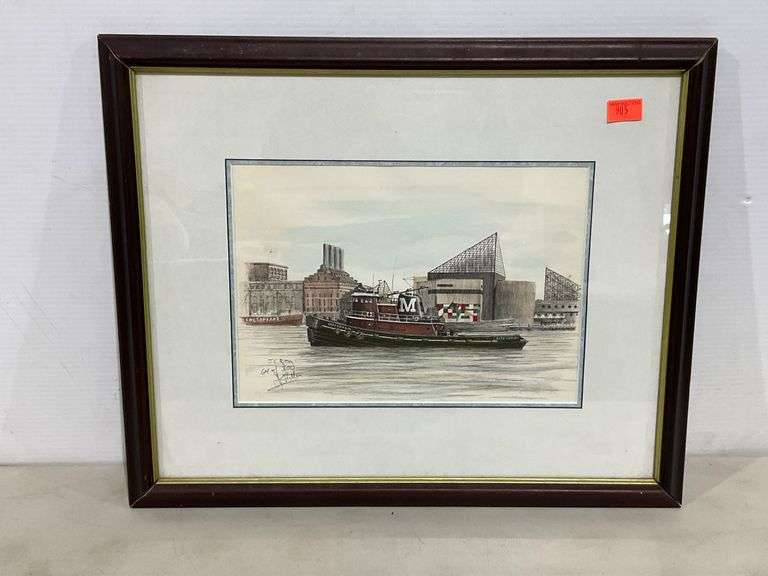 Framed Limited Edition Watercolor Print of ‘Cape Romain’ Tugboat by J.C ...