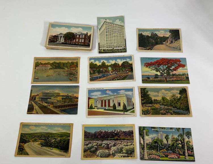Vintage Postcards Featuring Architectural Landmarks and Scenic Views ...