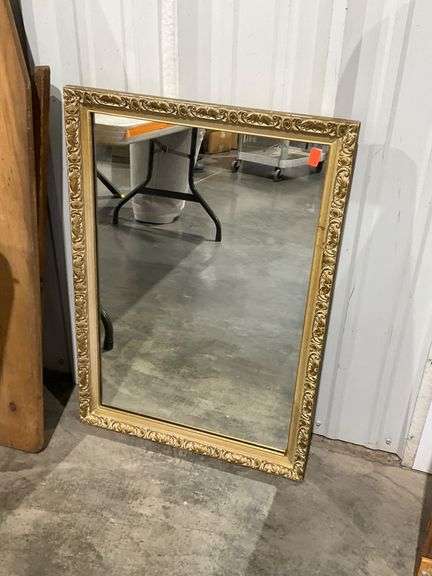 Rectangular Mirror with Ornate Gold-Tone Frame, 23 x 33 Inches - Hash ...